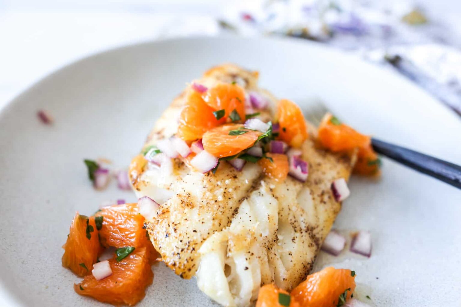 Pan-Roasted Cod with an Orange-Basil Relish - Joy in the Meantime